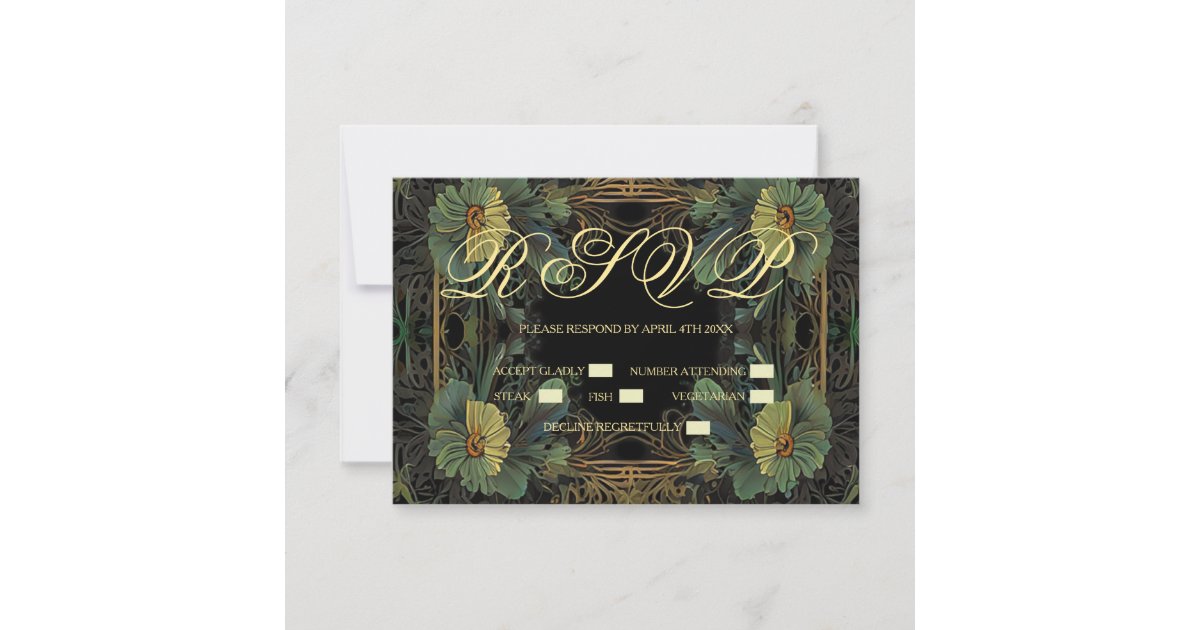 Elegant victorian botanical RSVP card | Zazzle