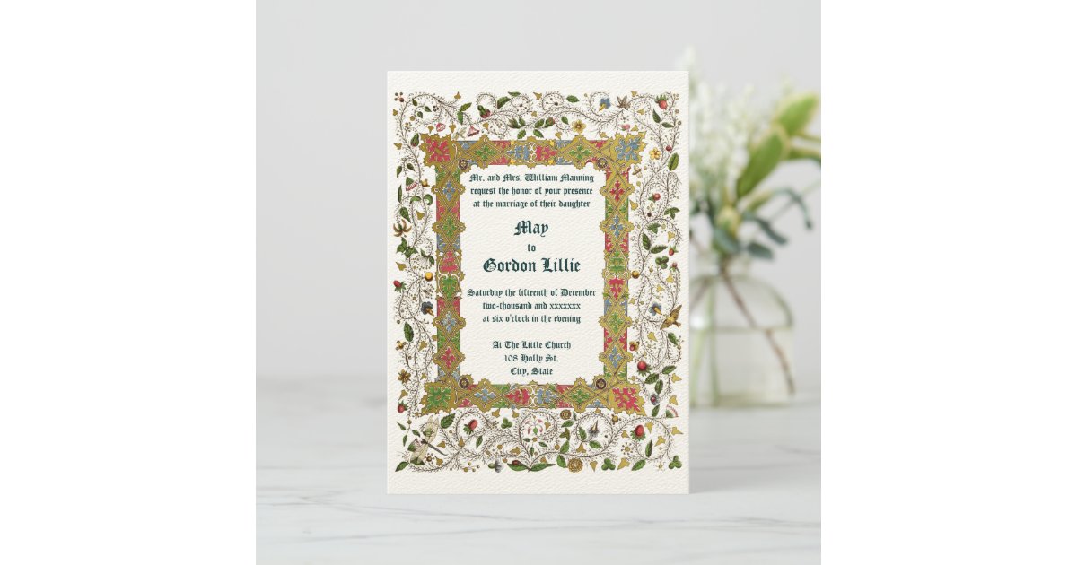 Elegant Victorian Era 1883 Medieval Style Wedding Invitation | Zazzle