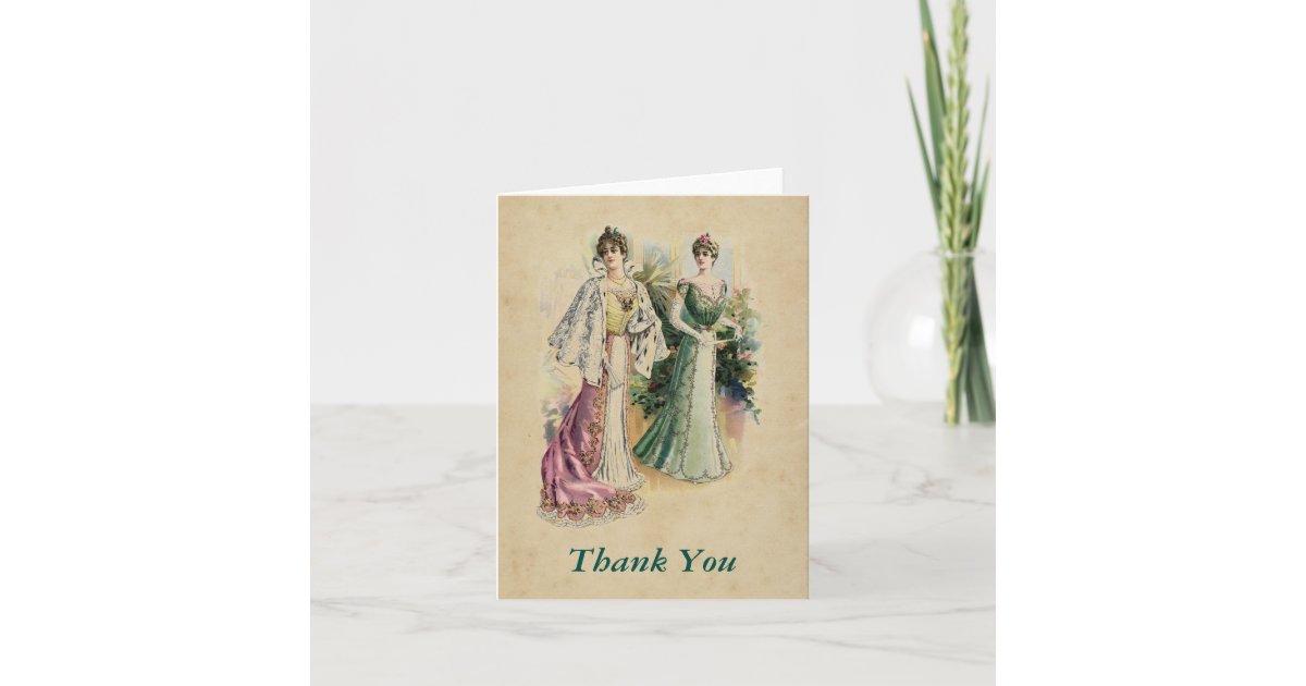 Elegant Victorian Ladies Thank You Note Card | Zazzle