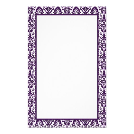 Elegant Victorian Purple Lace Damask Print Border Customized Stationery ...
