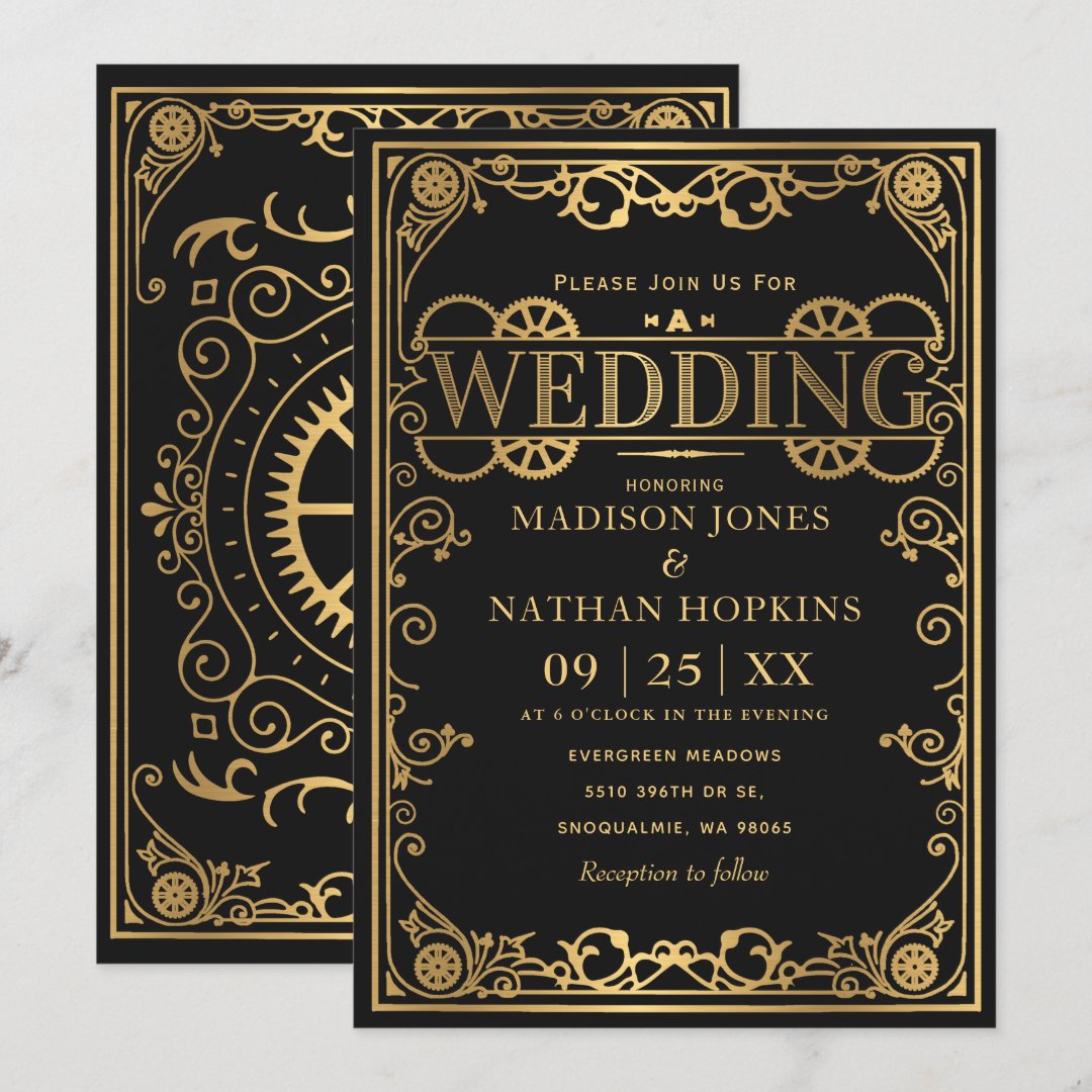 Elegant Victorian Steampunk Wedding Invitation | Zazzle