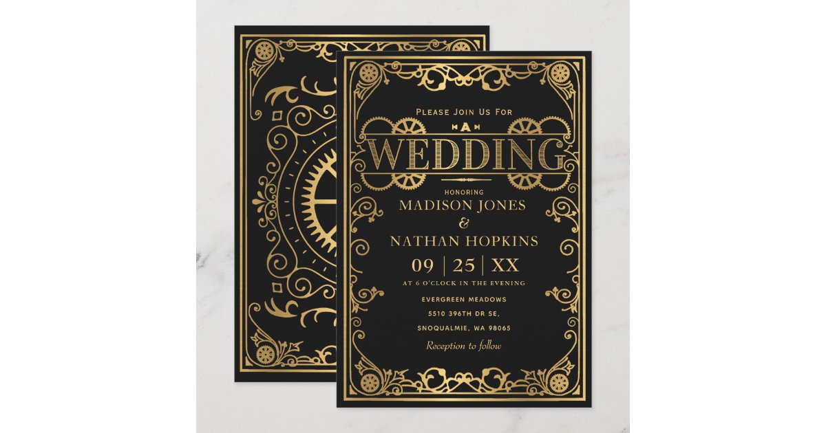 Elegant Victorian Steampunk Wedding Invitation | Zazzle
