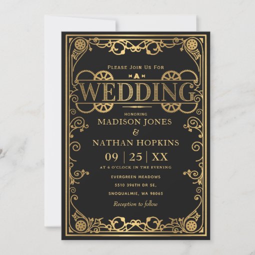 Elegant Victorian Steampunk Wedding Invitation | Zazzle