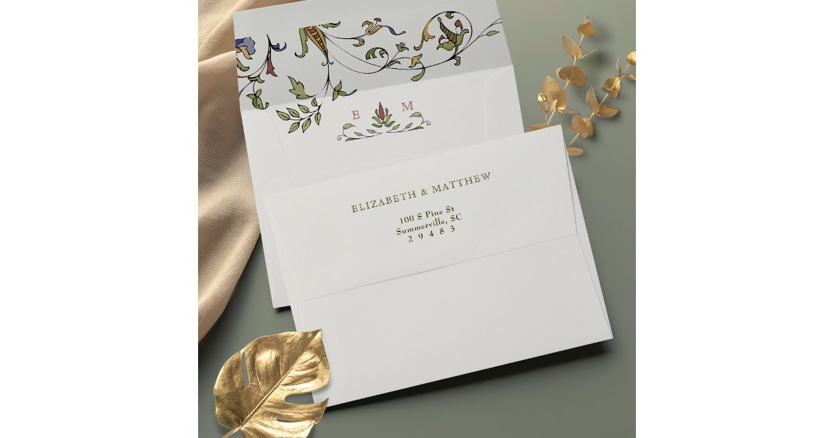 Elegant Victorian Style Wedding Envelope Monogram | Zazzle
