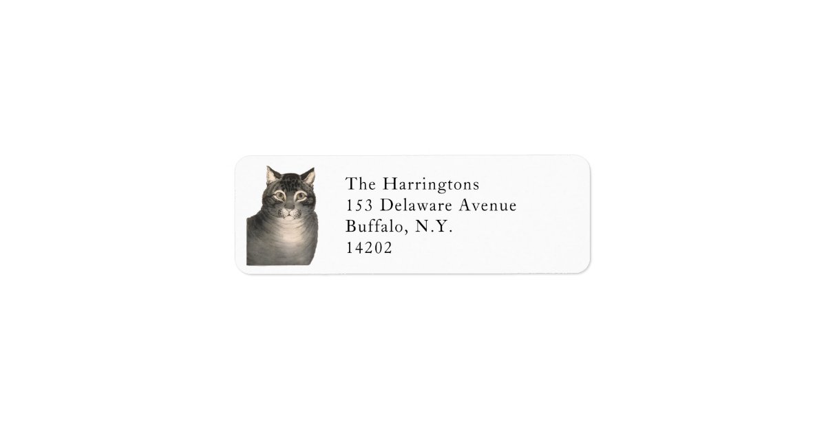 Elegant Victorian Tabby Cat Return Address Label | Zazzle