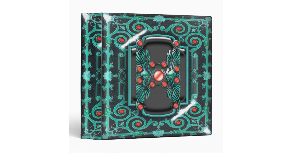 Elegant Victorian vintage ruby aqua Binder | Zazzle