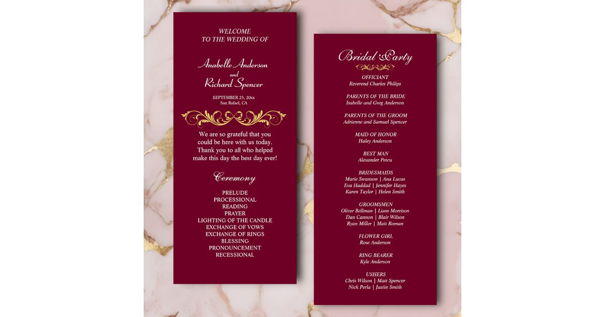 Elegant Victorian Wedding Program | Zazzle