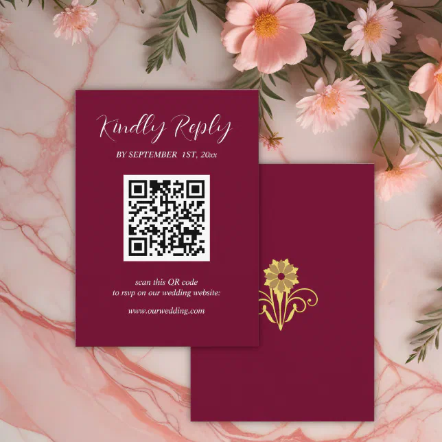 Elegant Victorian Wedding RSVP QR Code Enclosure Card | Zazzle