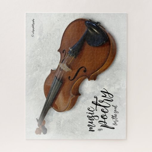 Elegant Vignetted Violin on Slate Tile Jigsaw Puzzle | Zazzle