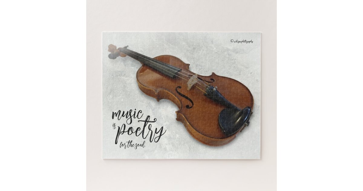 Elegant Vignetted Violin on Slate Tile Jigsaw Puzzle | Zazzle