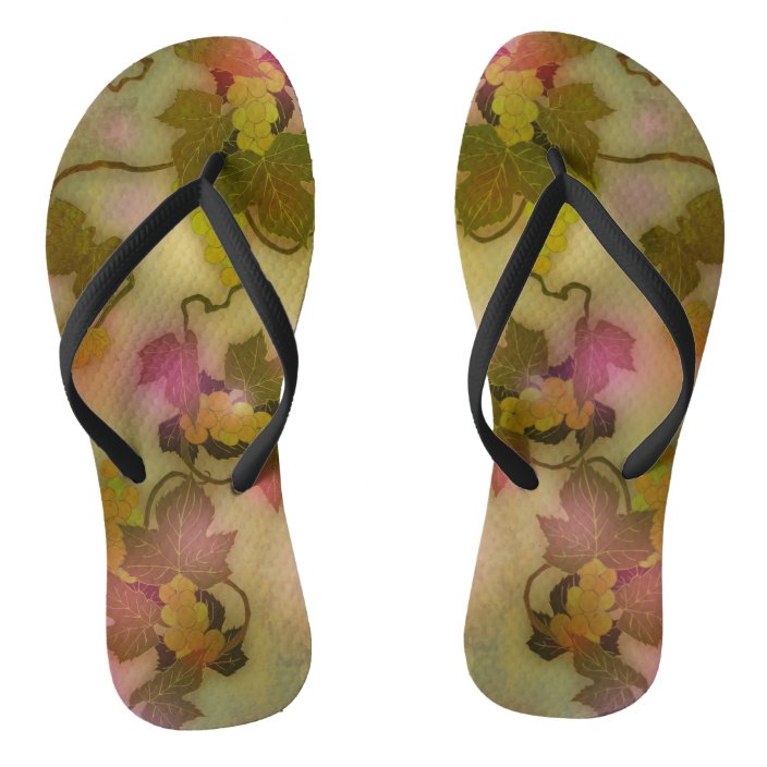 Elegant Vine Grape Art Flip Flops | Zazzle.com