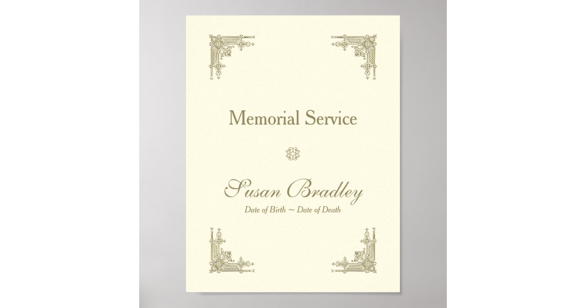 Elegant Vintage 1 Memorial Service Poster | Zazzle