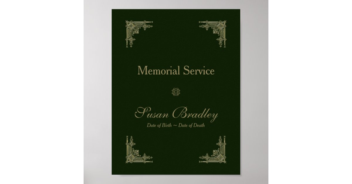 Elegant Vintage 2 Memorial Service Poster | Zazzle