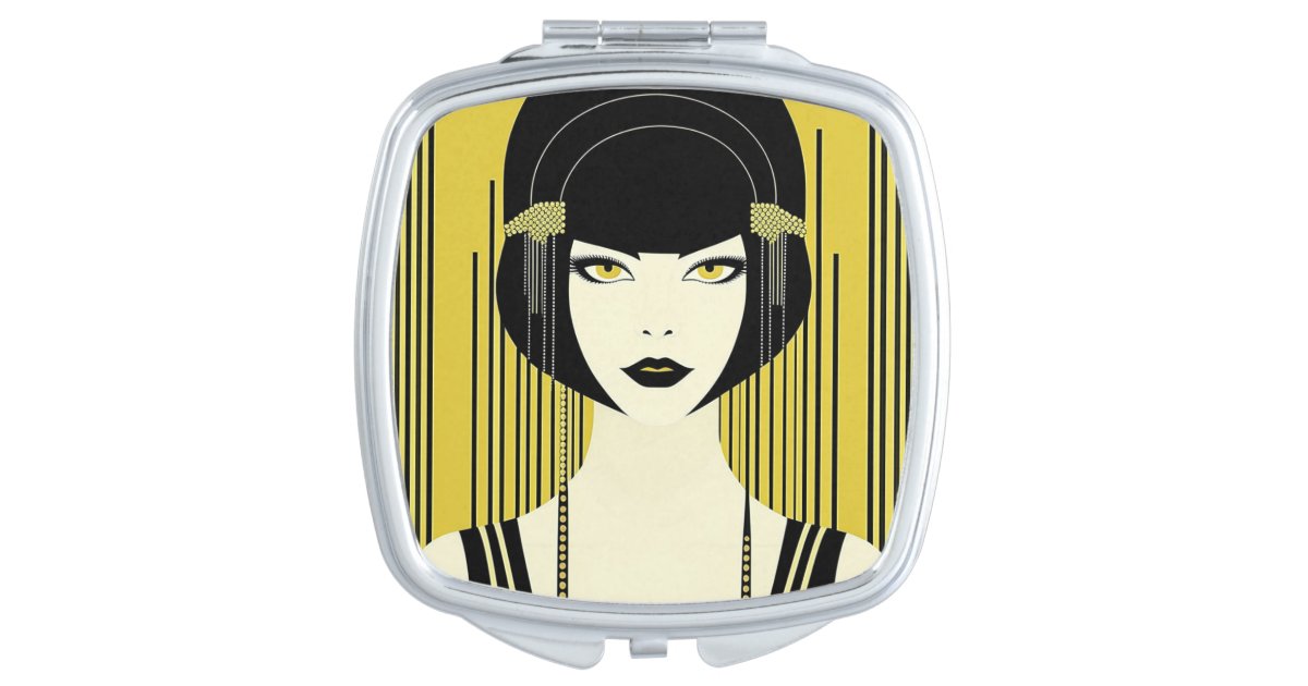 Elegant Vintage Art Deco Flapper Compact Mirror | Zazzle