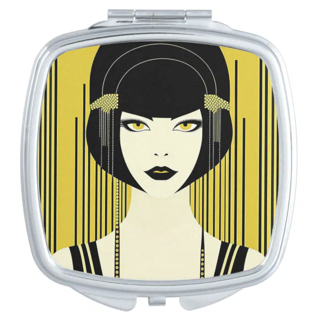 Elegant Vintage Art Deco Flapper Compact Mirror | Zazzle