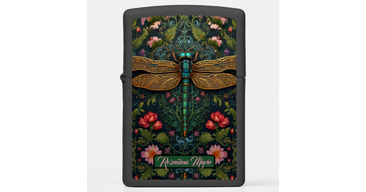 Elegant Vintage art nouveau dragonfly boho Zippo Lighter | Zazzle