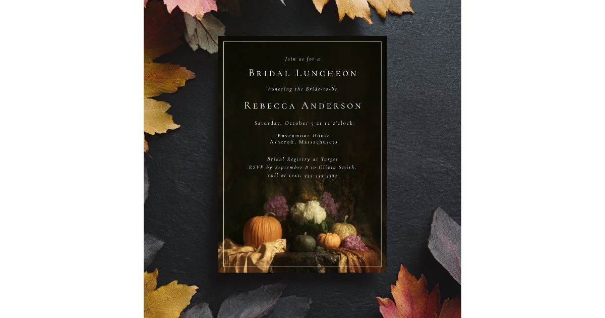 Elegant Vintage Baroque Pumpkin Fall Bridal Shower Invitation | Zazzle