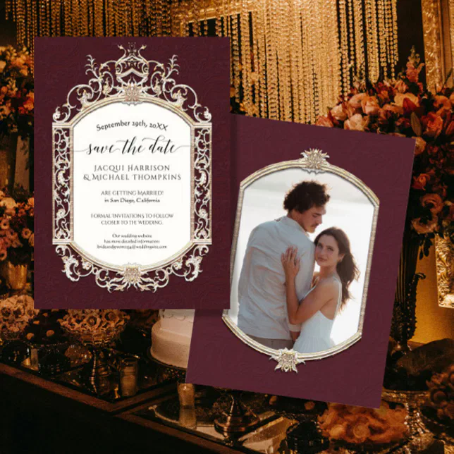 Elegant Vintage Baroque Victorian Burgundy Gold Invitation | Zazzle