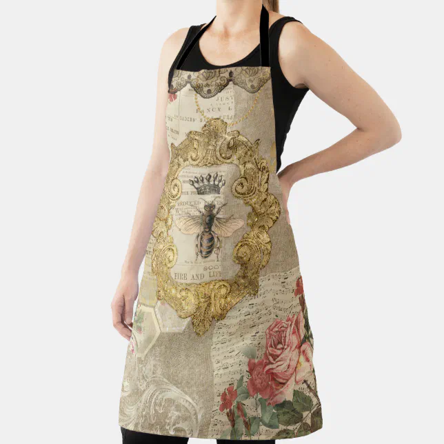 Elegant Vintage Bee Botanical All-Over Print Apron | Zazzle