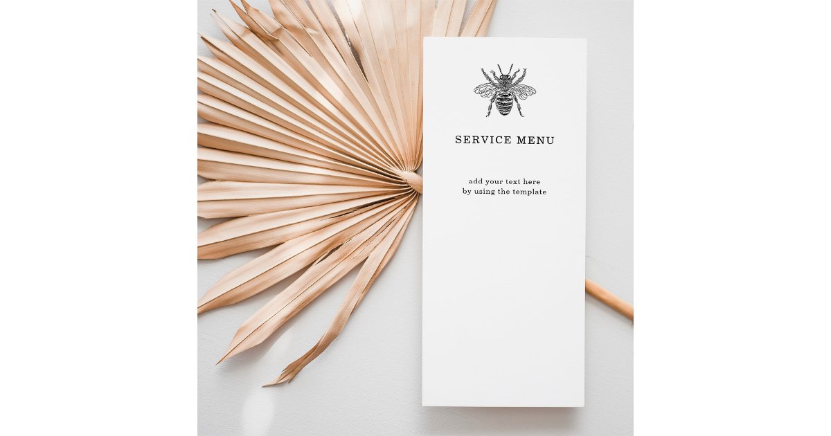 Elegant Vintage Bee | Business Service Menu | Zazzle