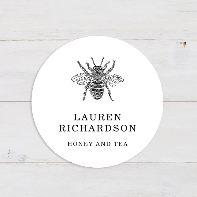 Elegant Vintage Bee Classic Round Sticker | Zazzle