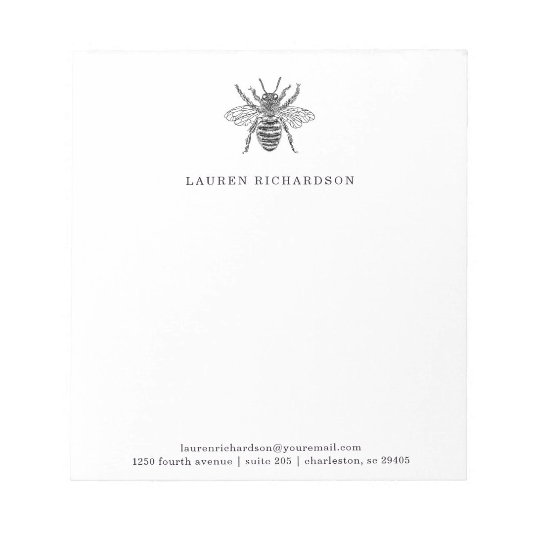 Elegant Vintage Bee Notepad | Zazzle