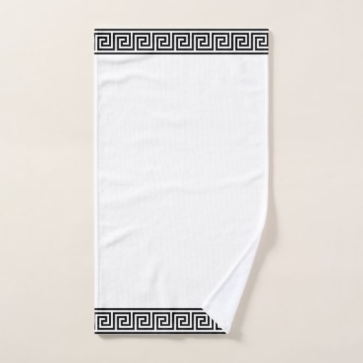 Elegant Vintage Black and White Greek Pattern Bath Towel Set | Zazzle