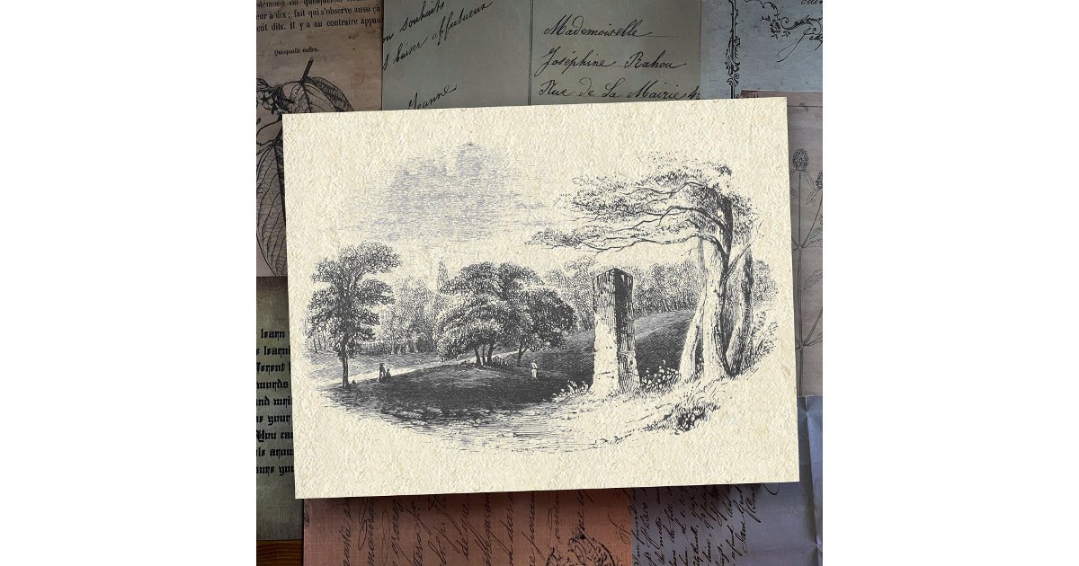 Elegant Vintage Black White English Countryside Postcard | Zazzle