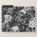 Elegant Vintage Black White Roses Floral File Folder | Zazzle
