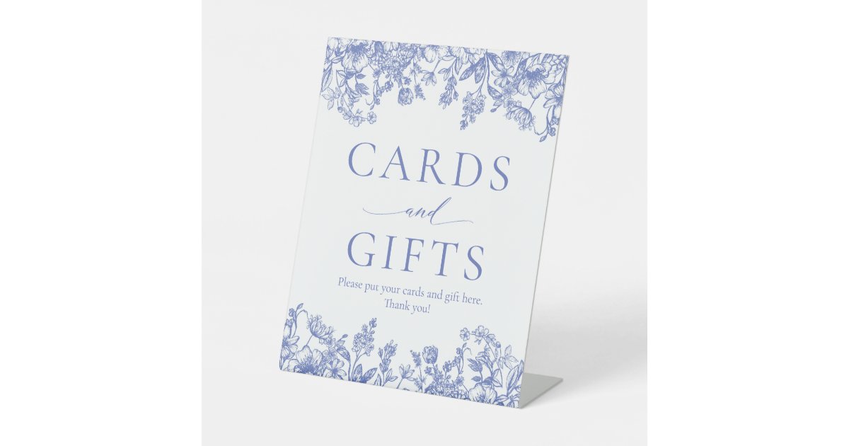 Elegant Vintage Blue Floral Cards and Gifts Sign | Zazzle