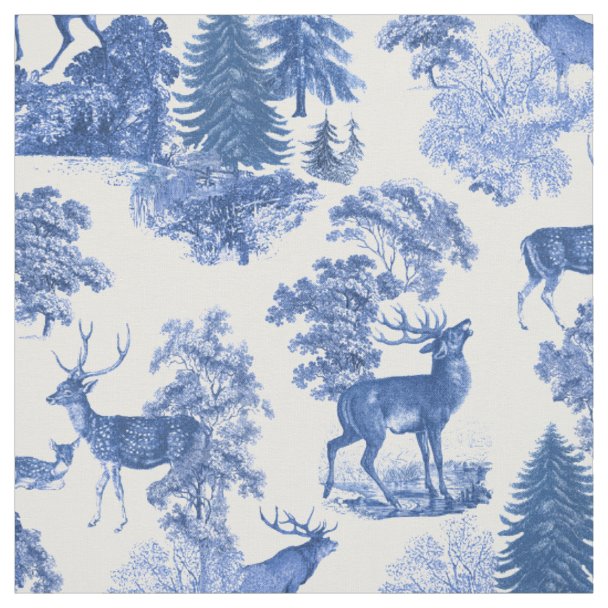 Elegant Vintage Red Fox Rabbit Country Toile Fabric | Zazzle