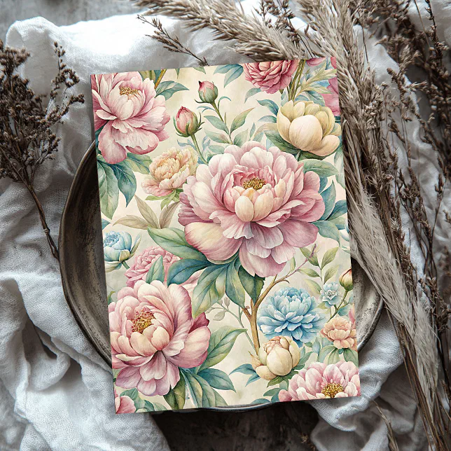 Elegant vintage blush peonies tissue paper | Zazzle