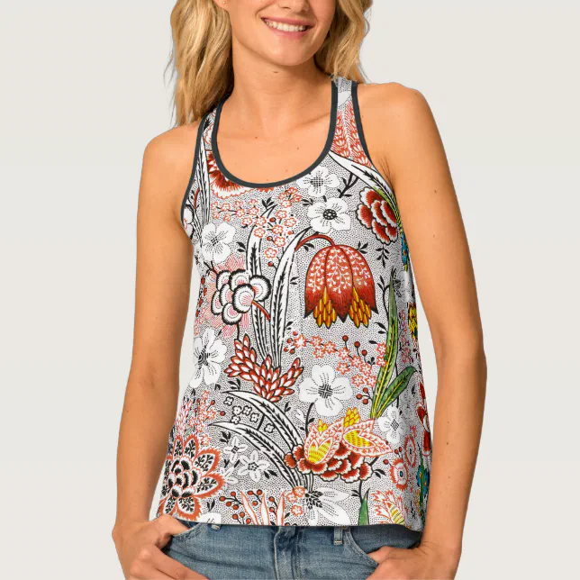 Elegant Vintage Boho Abstract Floral Artwork | Tank Top | Zazzle