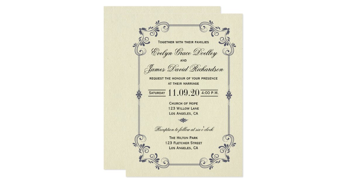 Elegant Vintage Border Wedding Invitation | Zazzle.com