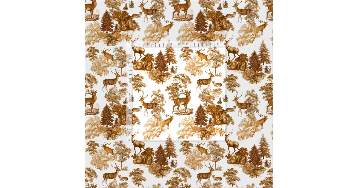 Elegant Vintage Brown Toile Deer Woodland Fabric | Zazzle