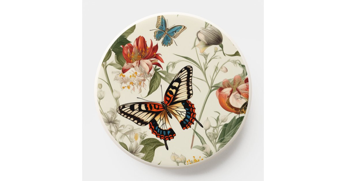 Elegant Vintage Butterfly Pop Socket | Zazzle