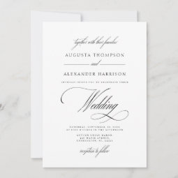 Elegant Vintage Calligraphy Classy Wedding Invitation | Zazzle
