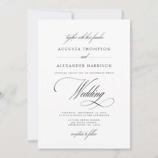 Elegant Vintage Calligraphy Classy Wedding Invitation | Zazzle