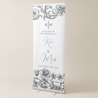 Elegant Vintage Calligraphy Script Wedding Welcome Retractable Banner ...