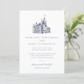 Elegant Vintage Castle Illustration Wedding Invitation | Zazzle