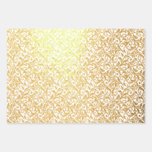 Elegant Vintage Chic Gold Scroll Pattern Foil Wrapping Paper Sheets ...