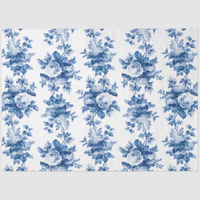 Elegant Vintage China Blue Roses Tissue Paper | Zazzle