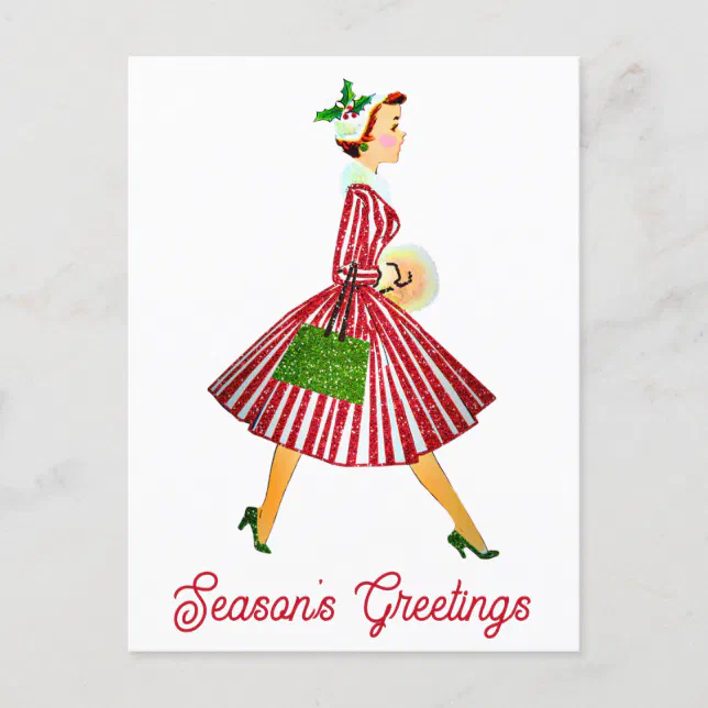 Elegant Vintage Christmas Seasons Greetings Postcard | Zazzle