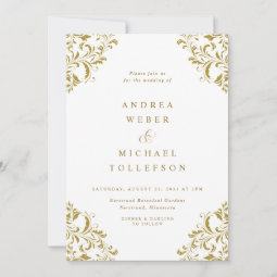Elegant Vintage Classic Gold Wedding Invitation | Zazzle