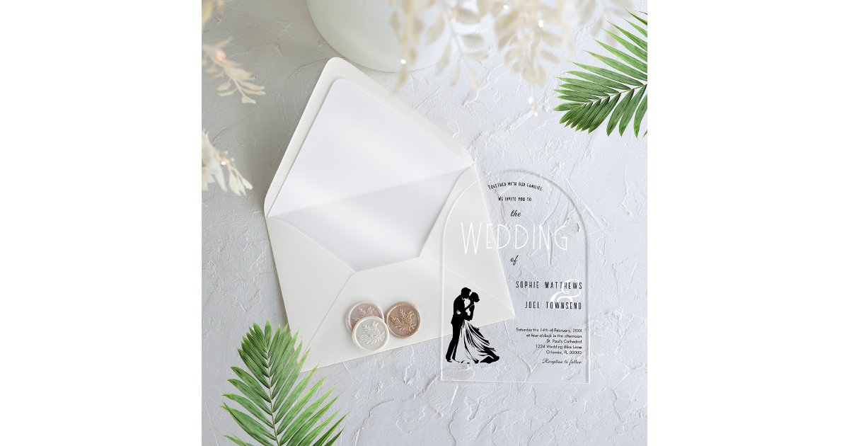 Elegant Vintage Classy Couple Dancing Wedding Acrylic Invitations | Zazzle