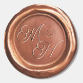 Elegant Vintage Copper Classy Initials Wedding Classic Round Sticker ...
