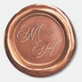 Elegant Vintage Copper Classy Initials Wedding Classic Round Sticker ...