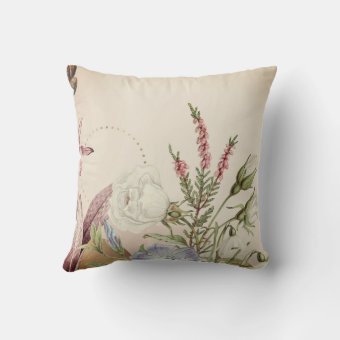 Elegant Vintage Cottagecore Floral | Creamy Ivory Throw Pillow | Zazzle