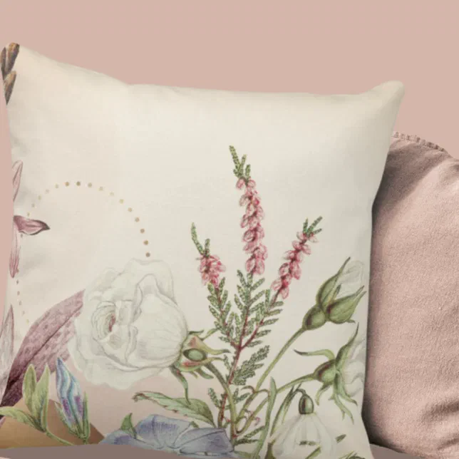 Elegant Vintage Cottagecore Floral | Creamy Ivory Throw Pillow | Zazzle