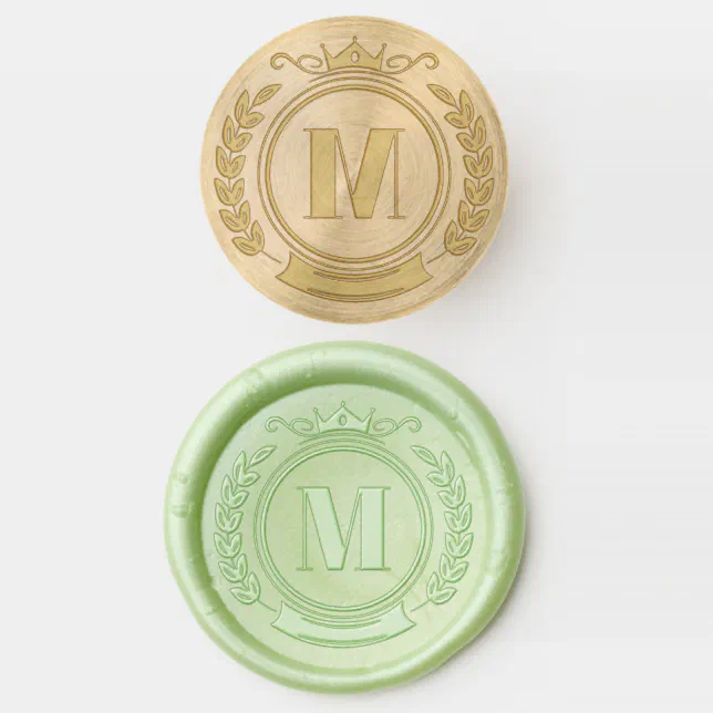 elegant vintage crest wreath monogram wax seal stamp | Zazzle